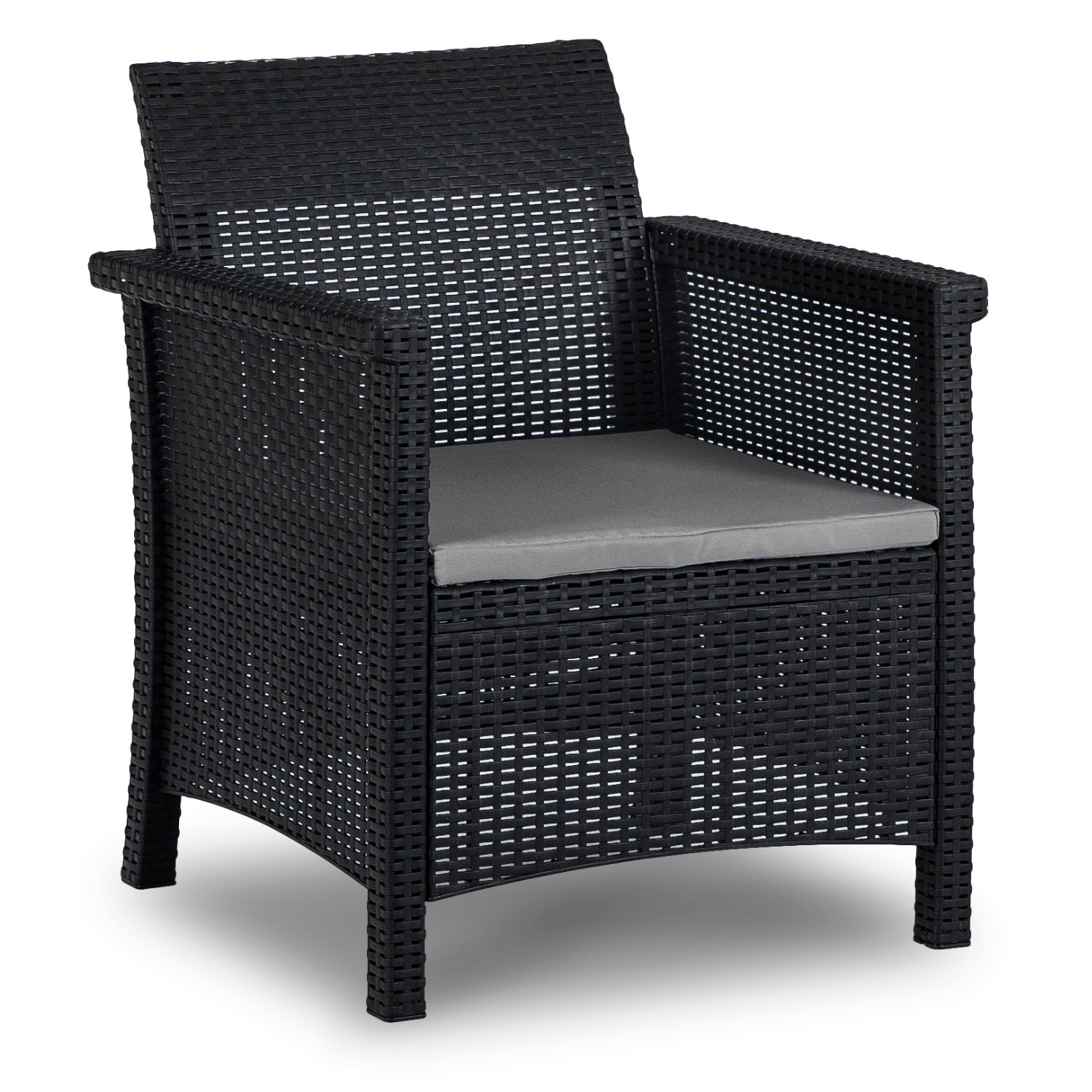 Zestaw Mebli Ogrodowych BRENTA Czarny/Szary 2xFotel Sofa Stolik ...